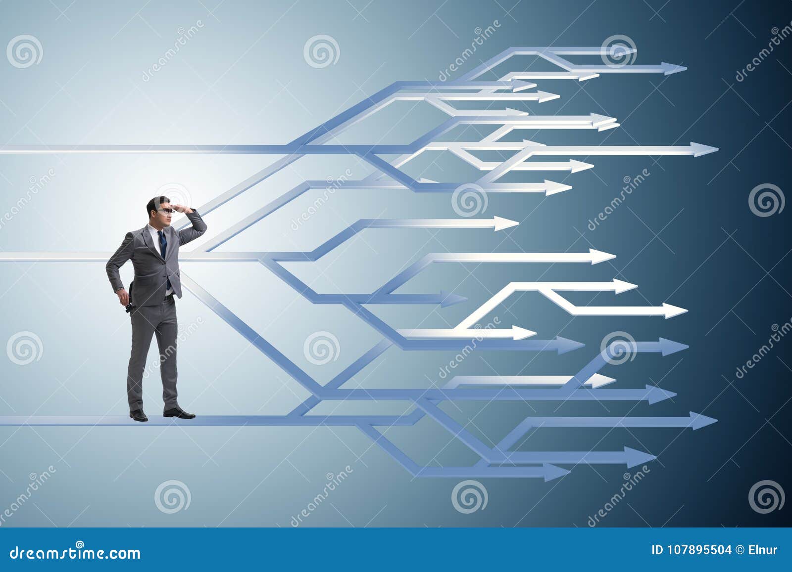 The Businessman Thinking of Different Career Paths Stock Photo - Image ...