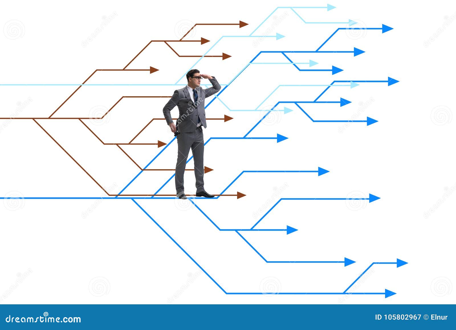 The Businessman Thinking of Different Career Paths Stock Image - Image ...