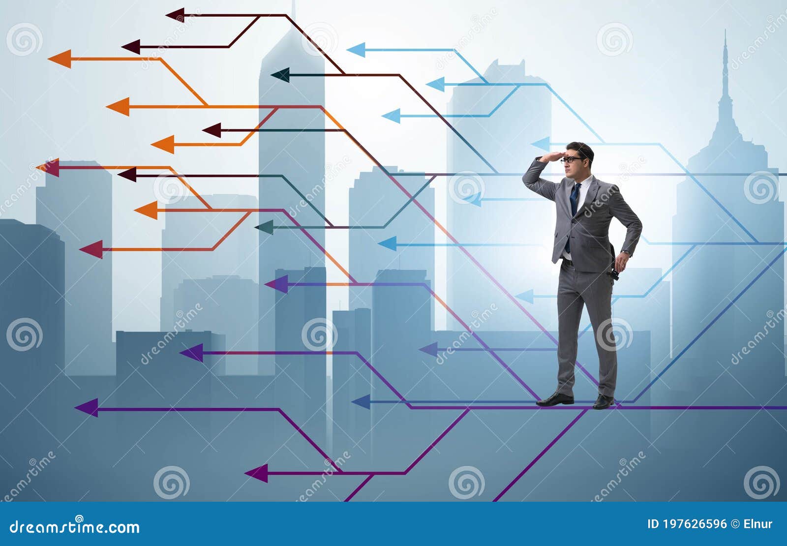 Businessman Thinking of Different Career Paths Stock Illustration ...