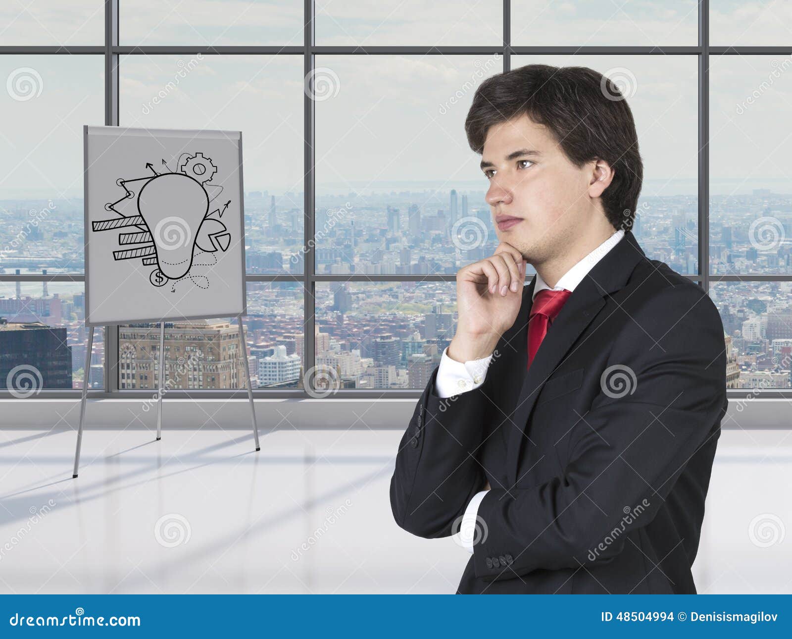 Businessman thinking stock photo. Image of aspirations - 48504994