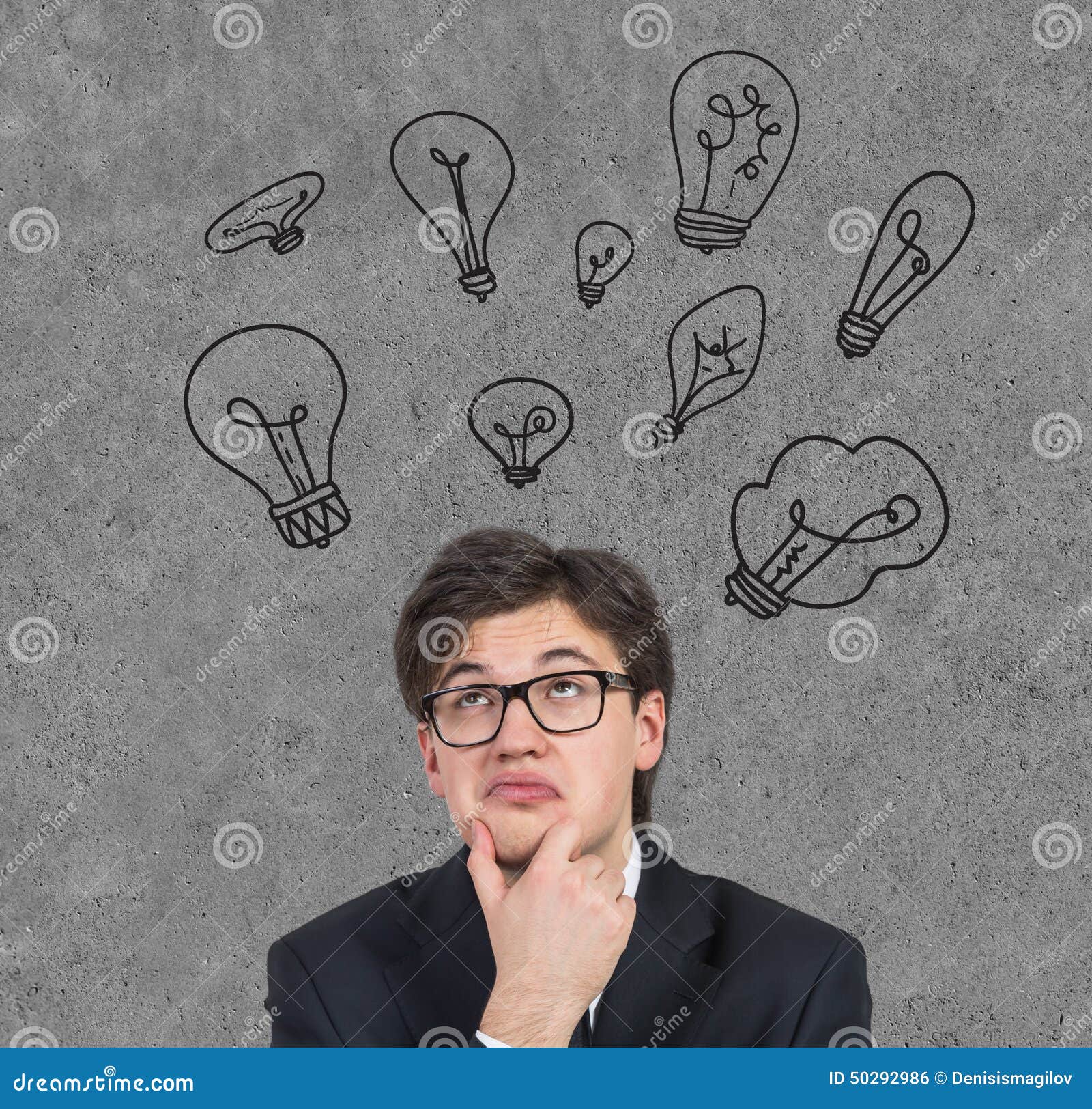 Businessman thinking stock photo. Image of glowing, lamp - 50292986