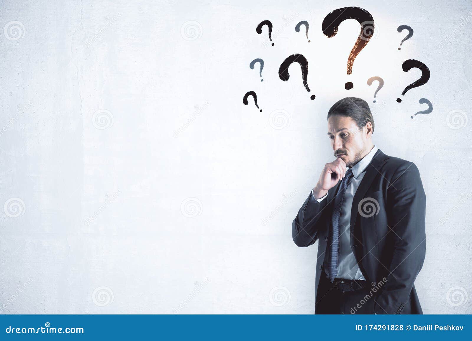Businessman Thinking with Drawing Question Mark Stock Photo - Image of ...