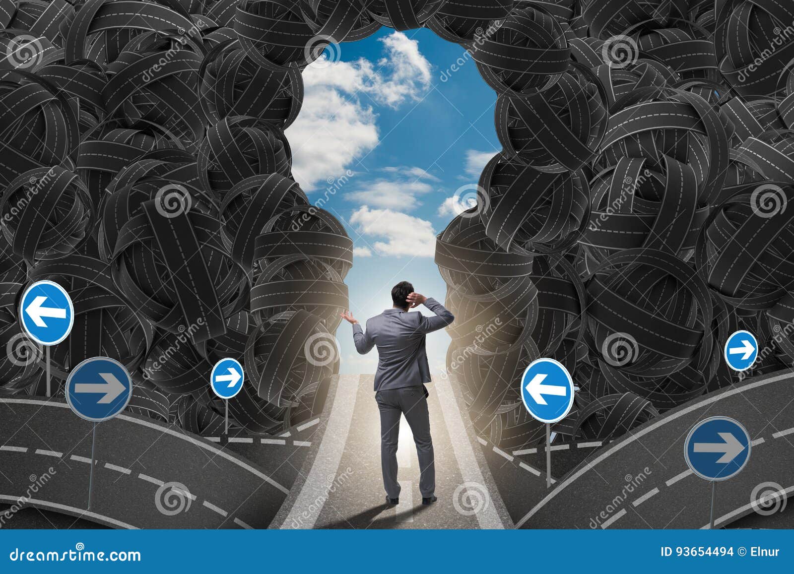 The Businessman Thinking about His Future in Concept Stock Illustration ...