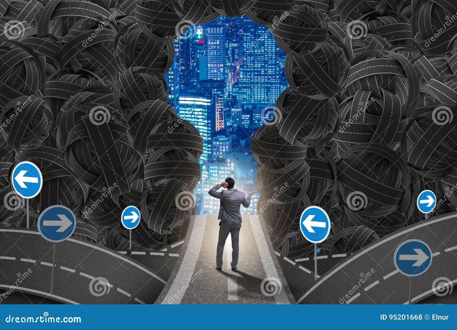 The Businessman Thinking about His Future in Concept Stock Illustration ...