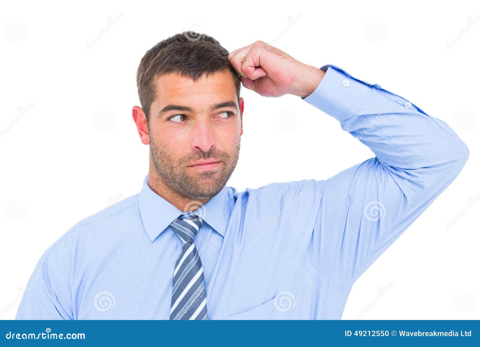 Businessman Thinking His Hand Up Stock Photo - Image of adult, shot ...