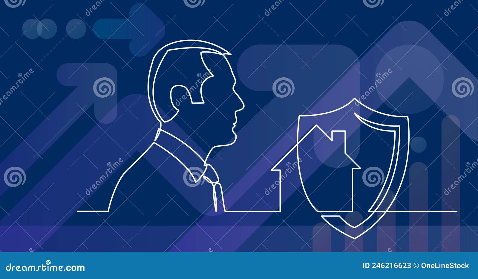 Businessman Thinking about Home Security - Continuous Line Drawing ...