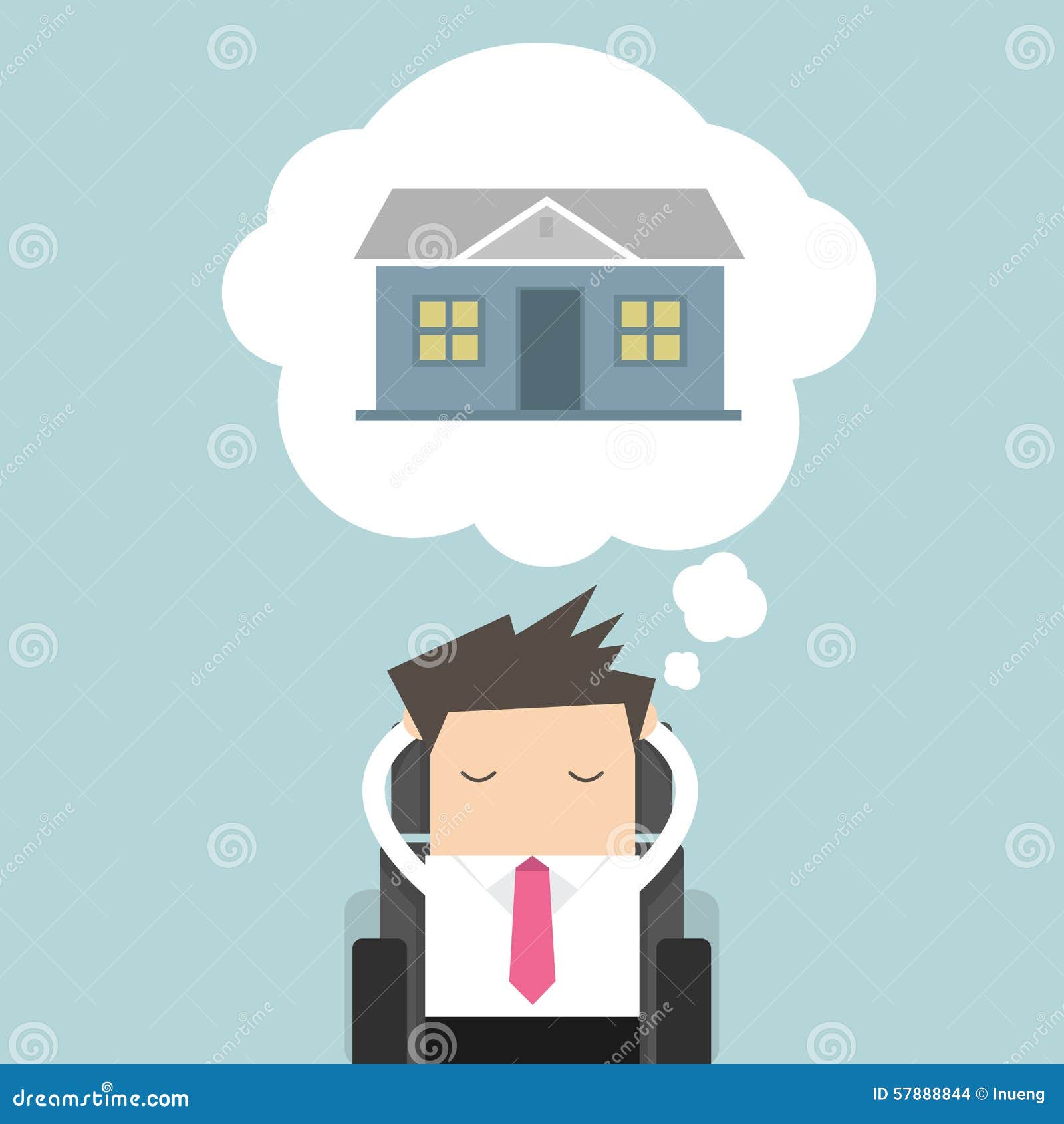 Businessman is Thinking about House Stock Vector - Illustration of ...