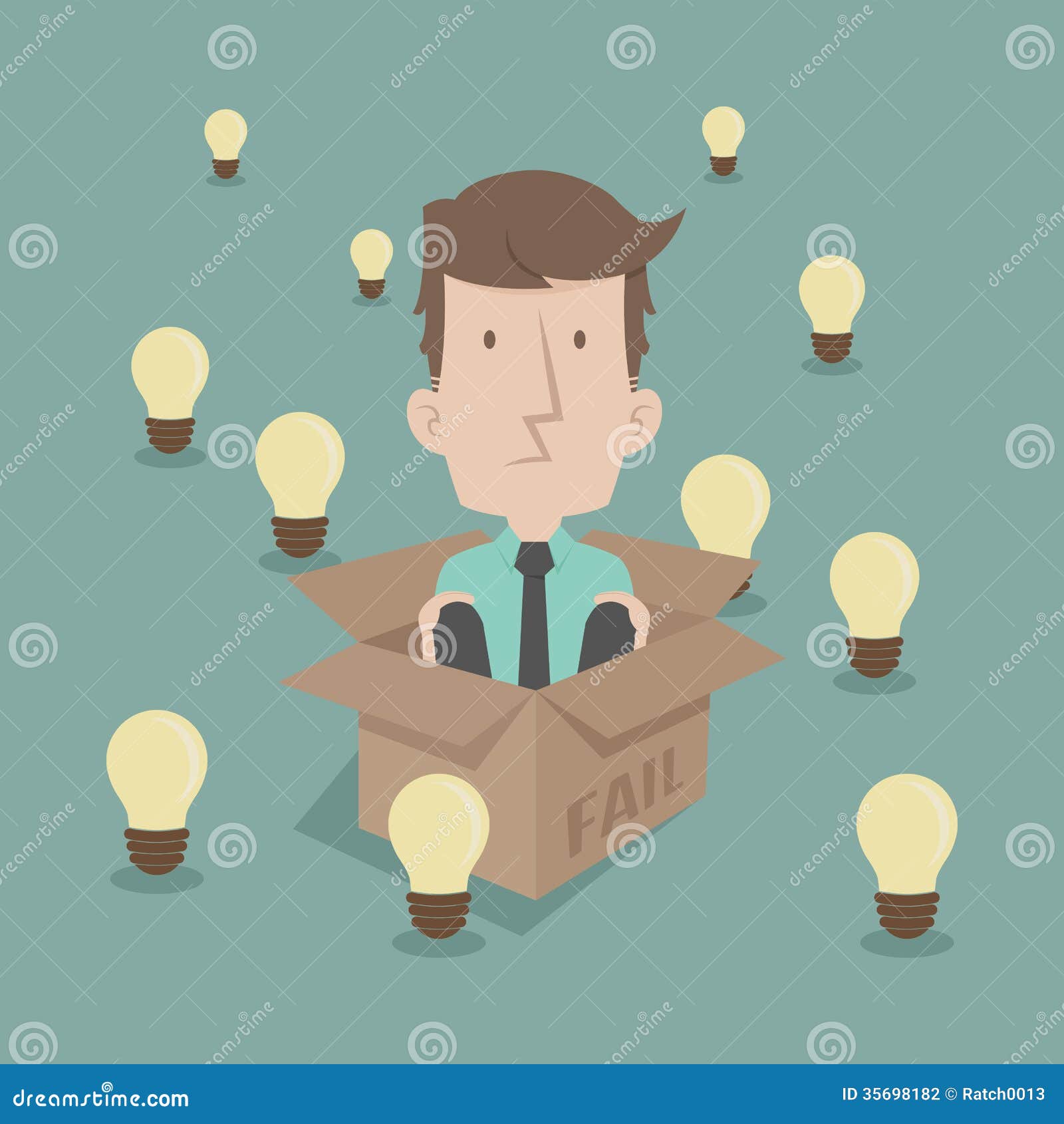 Businessman Thinking Inside the Box Stock Vector - Illustration of ...