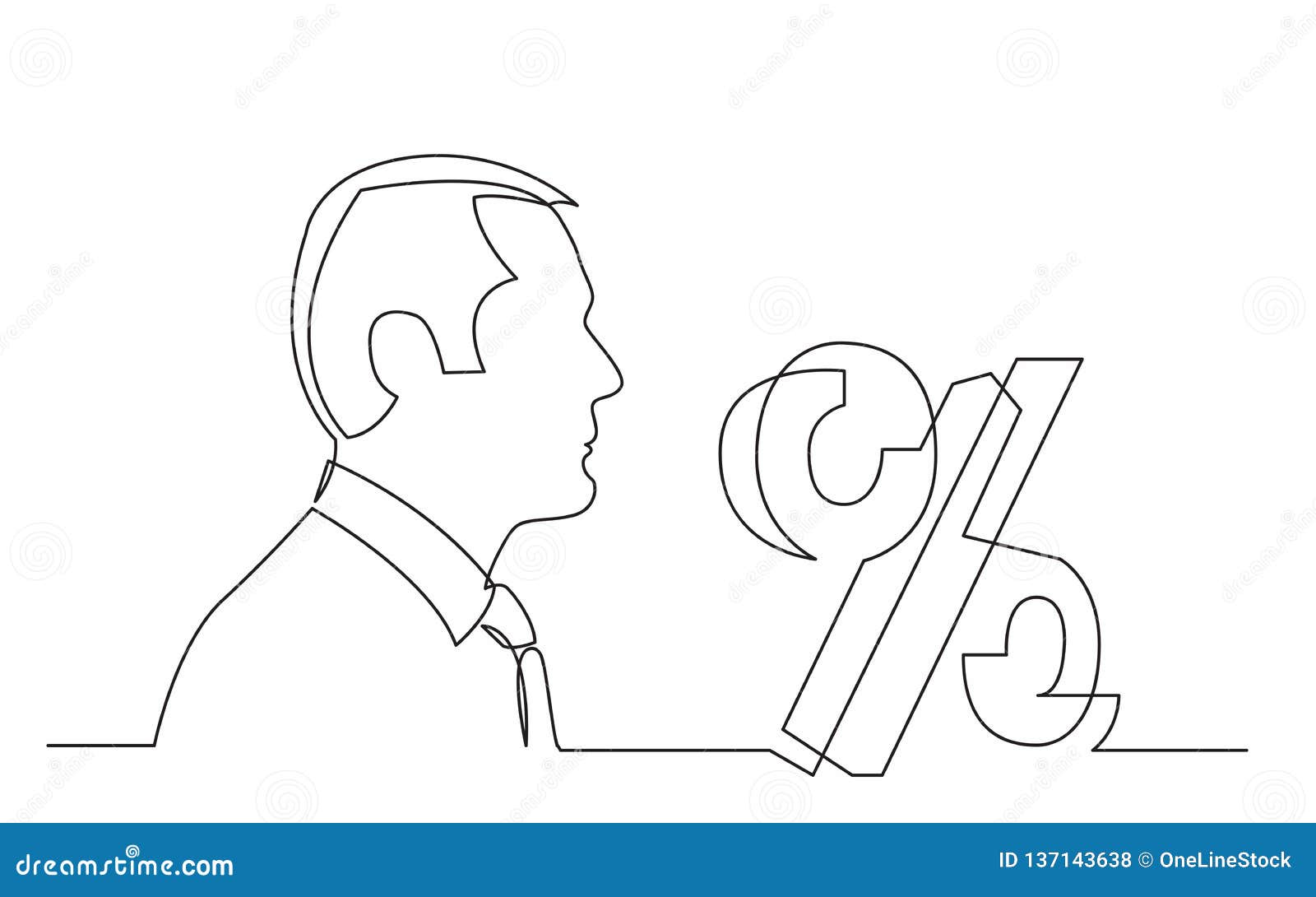 Businessman Thinking about Interest Rate - Continuous Line Drawing ...