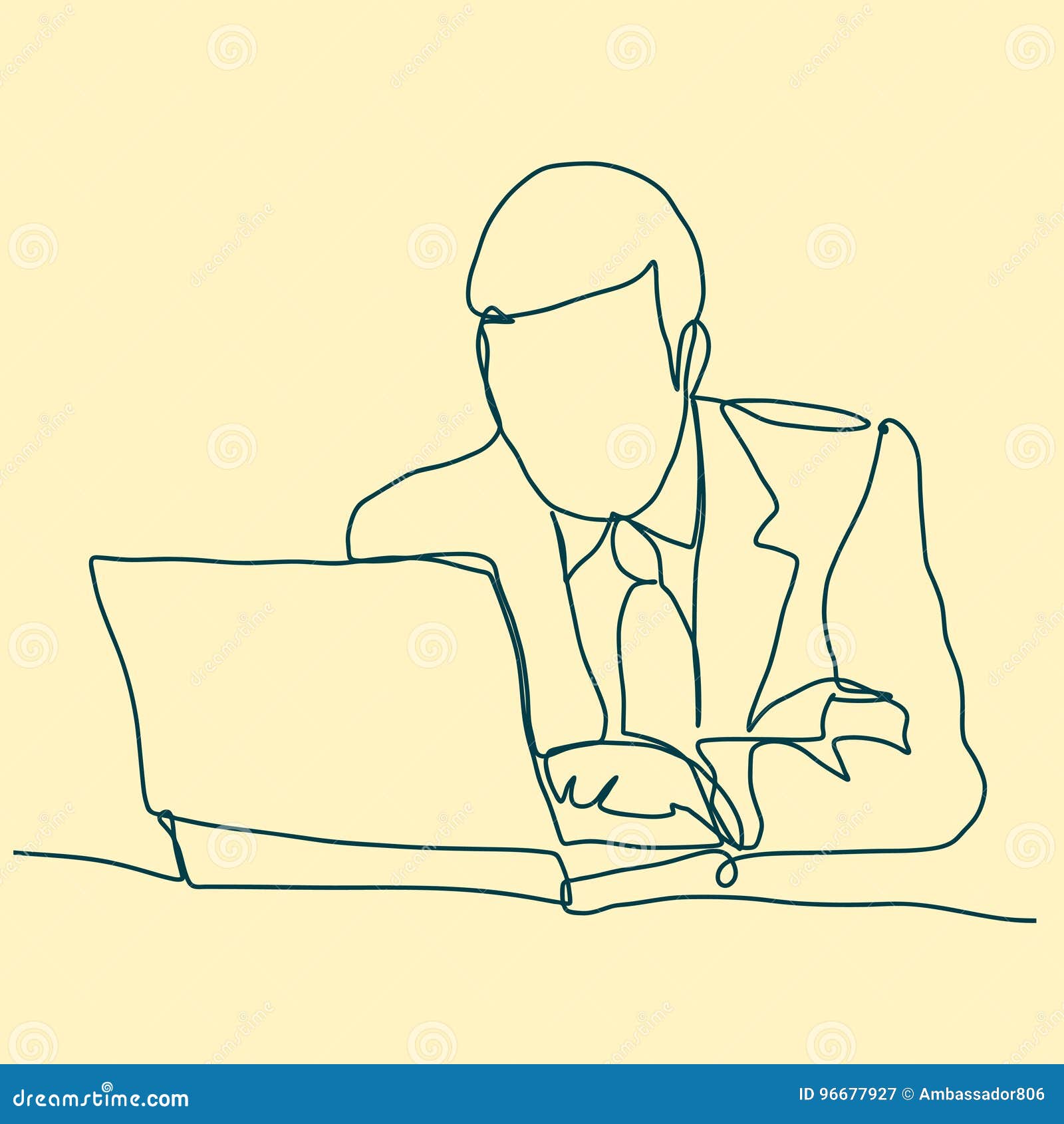 Businessman Thinking Linear Design, Continuous Line, Thoughtful Man ...