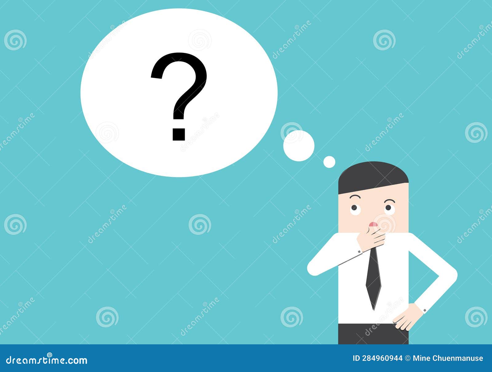 Businessman Thinking. Man with Question Mark in Speech Bubble Stock ...