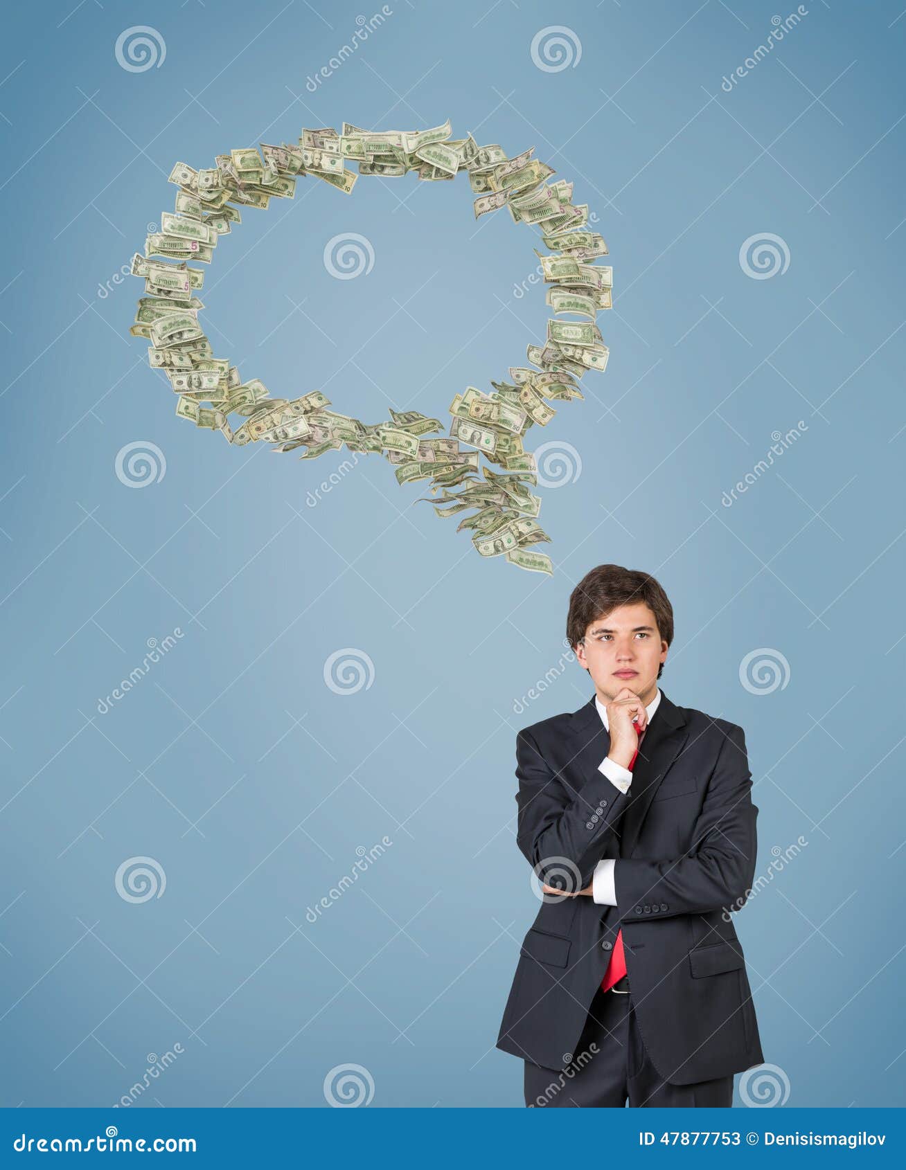 Businessman Thinking about Money Stock Image - Image of people ...