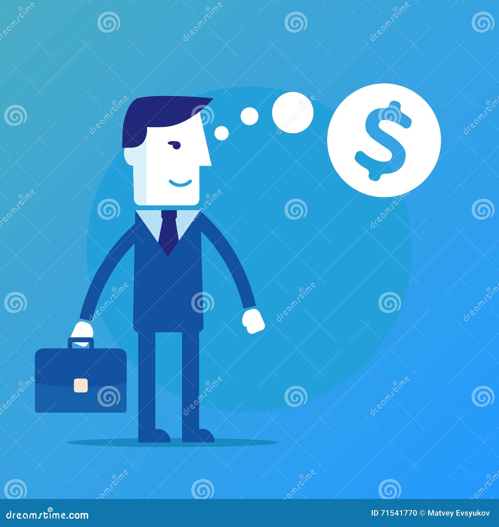 Businessman Thinking about Money Stock Illustration - Illustration of ...