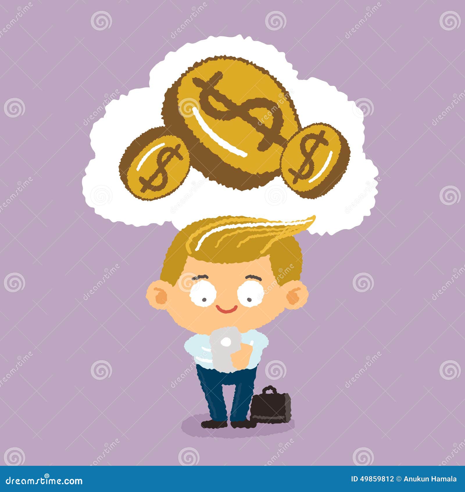 Businessman thinking money stock vector. Illustration of executive ...
