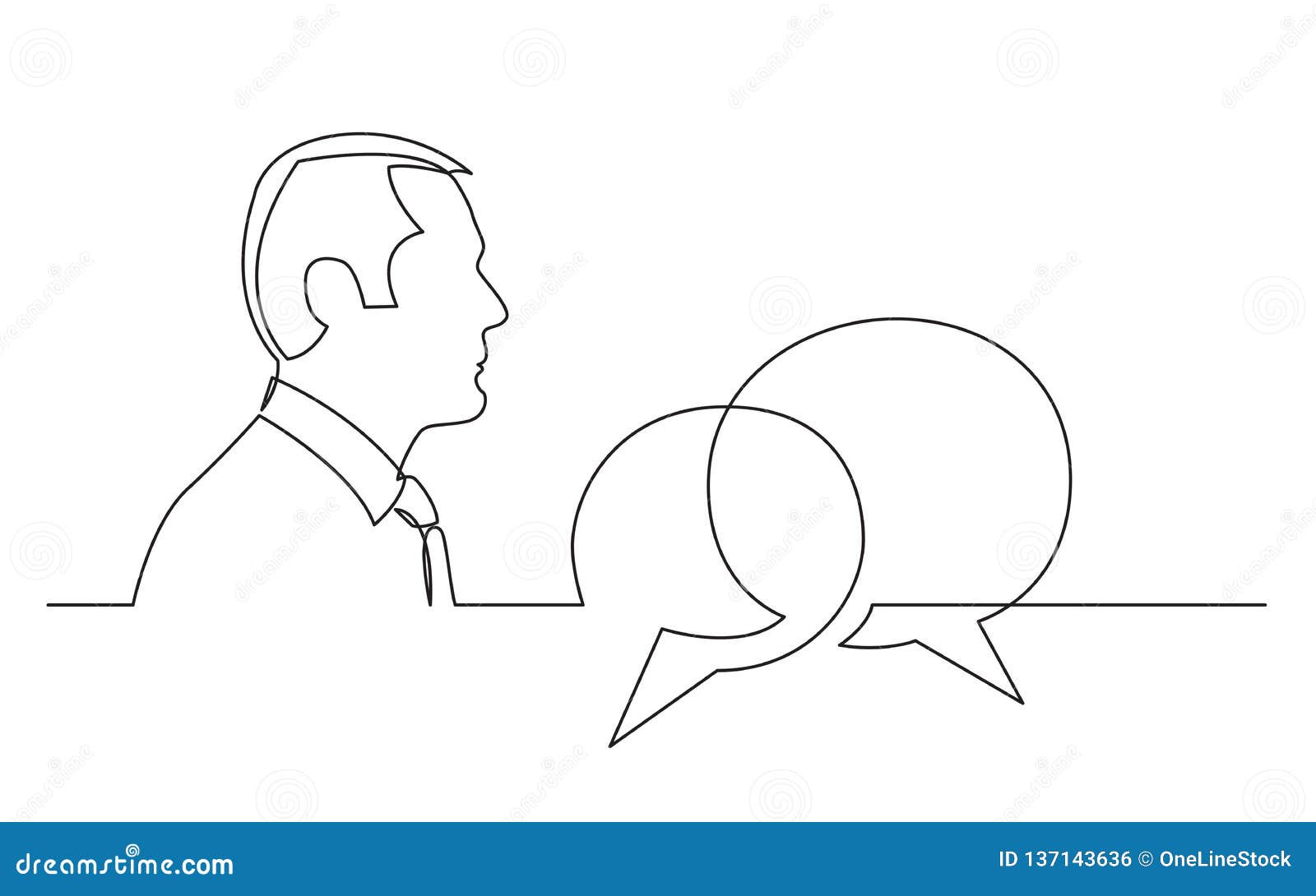 Businessman Thinking about Opinions and Feedback - Continuous Line ...