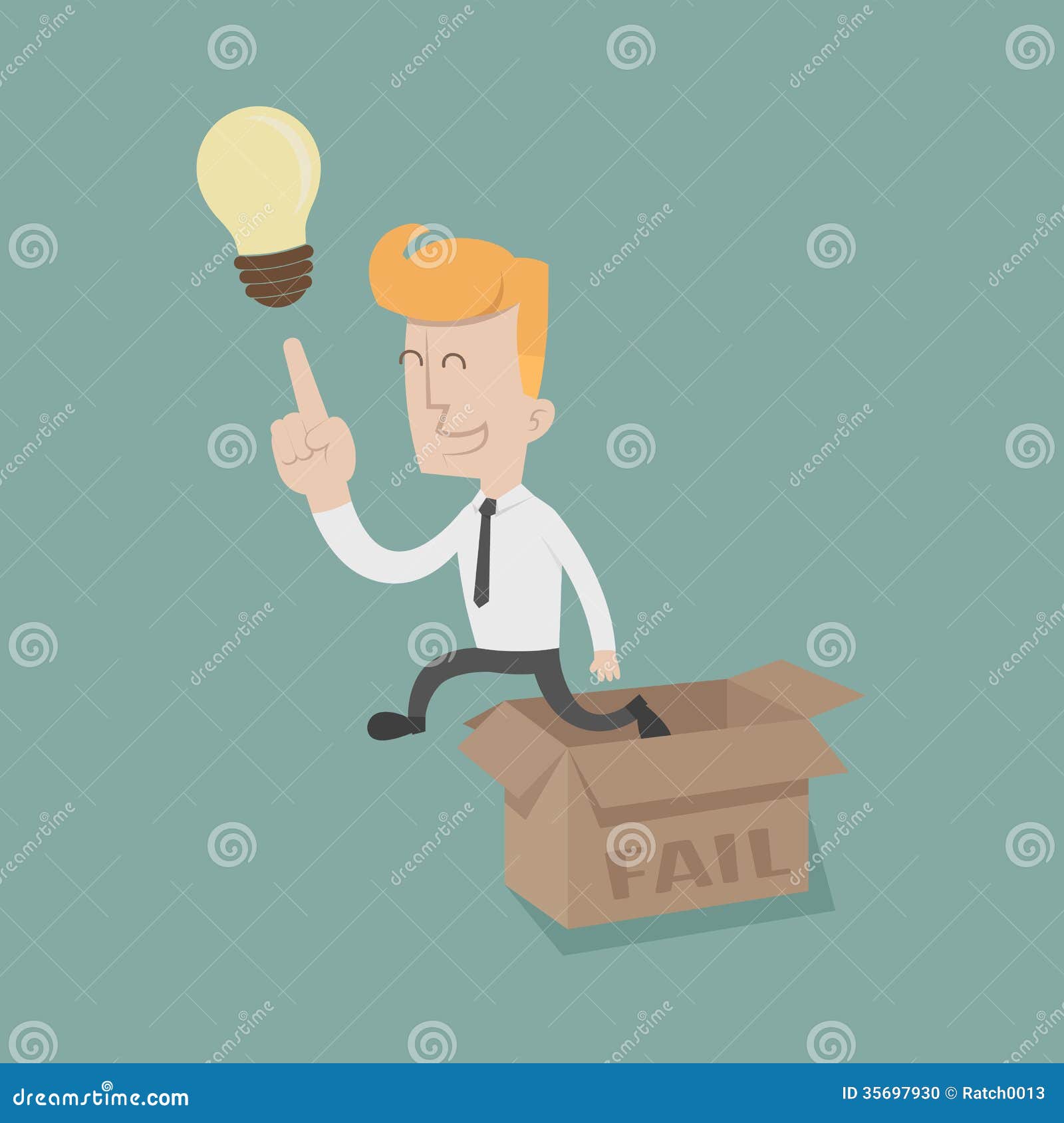 Businessman Thinking Outside the Box Stock Vector - Illustration of ...