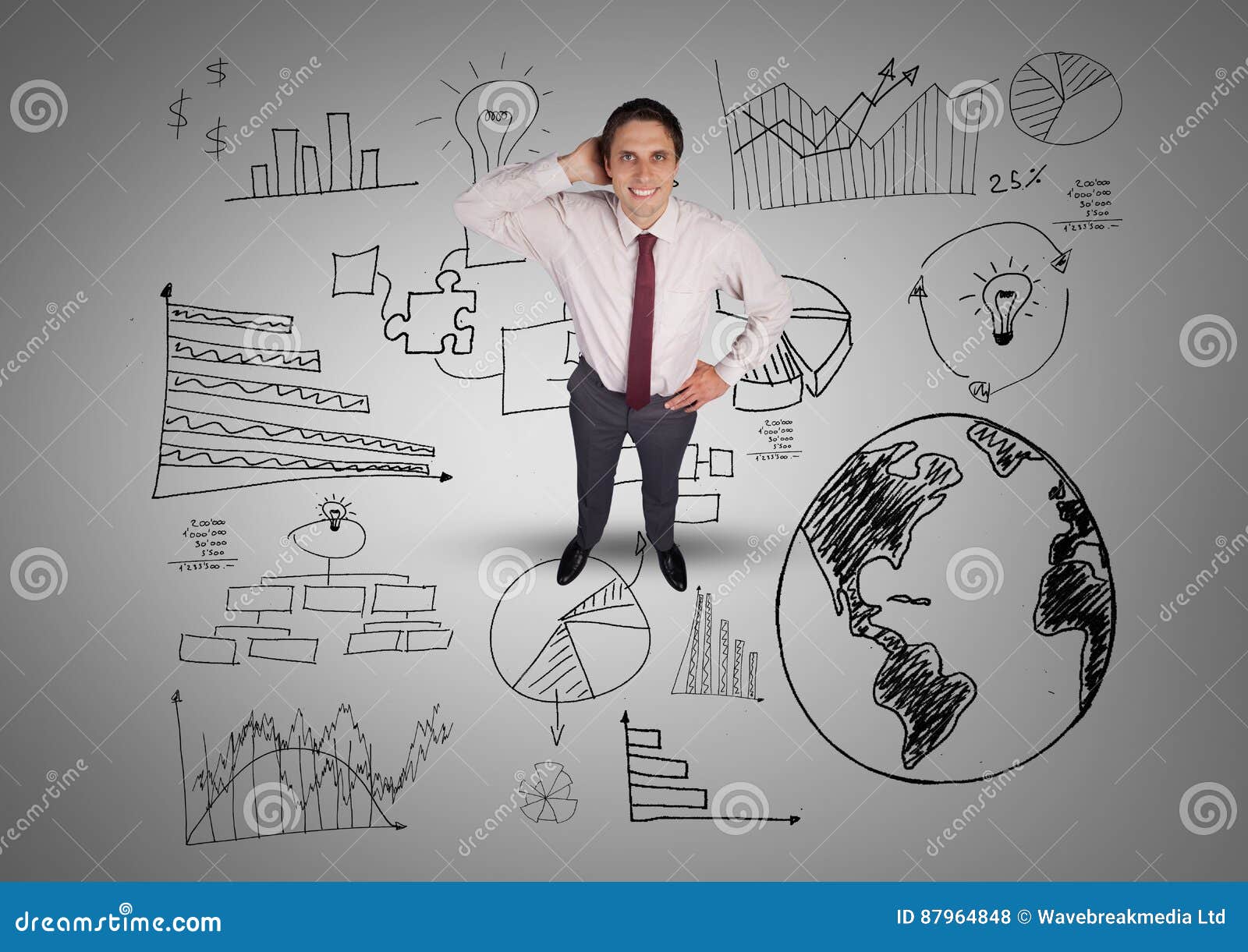 Businessman Thinking Over Graphic Plans Stock Photo - Image of chart ...