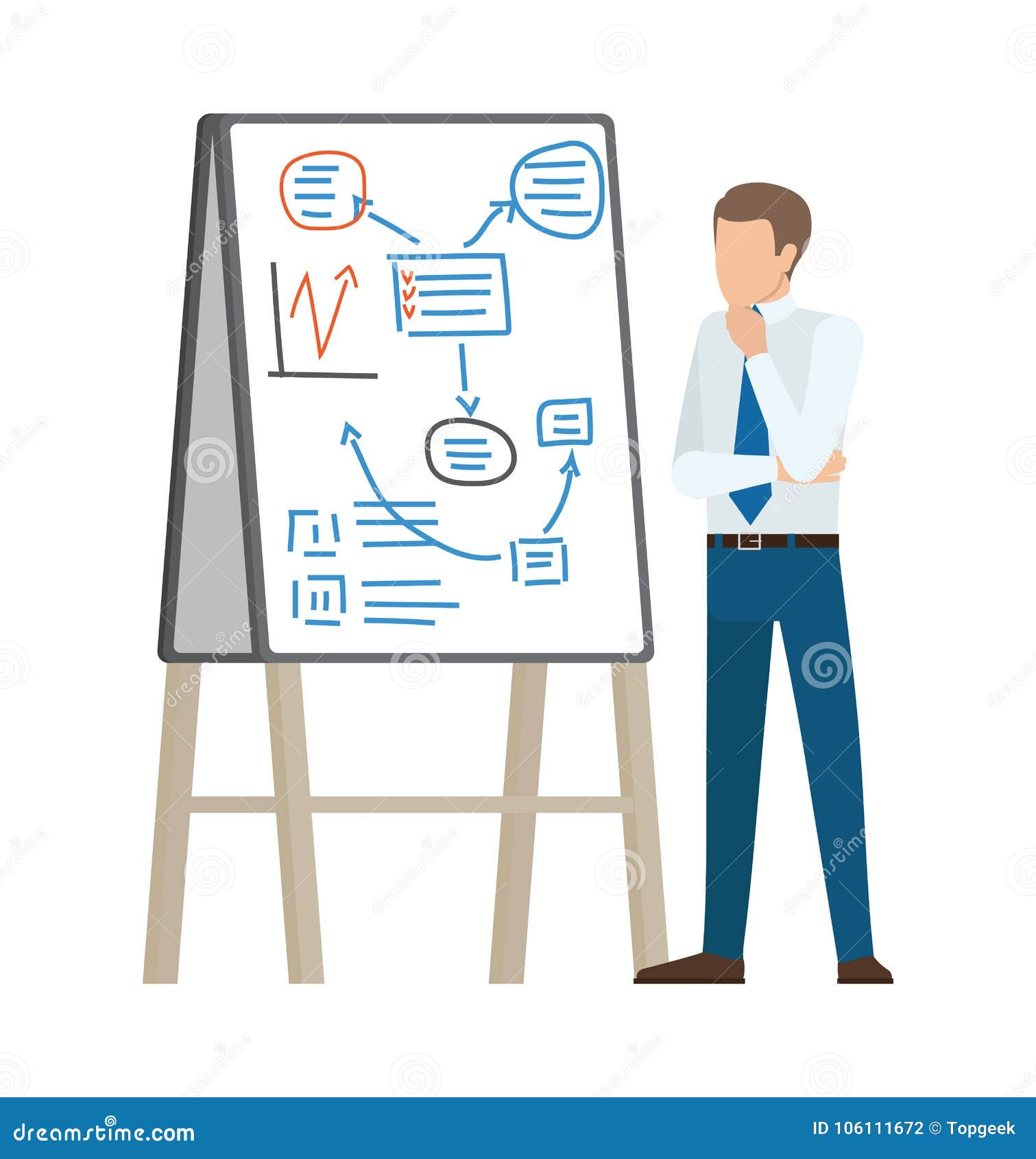 Businessman Thinking on Plan Vector Illustration Stock Vector ...