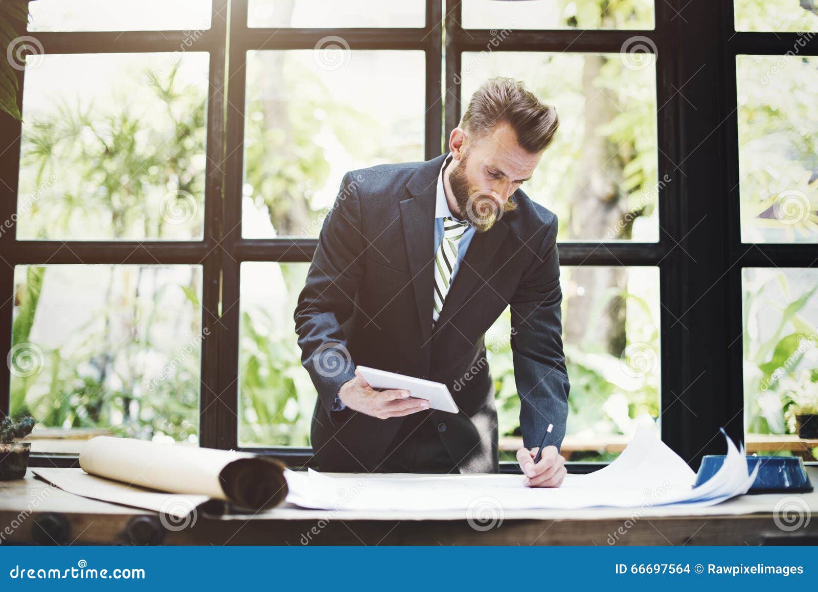 Businessman Thinking Planning Strategy Working Plan Concept Stock Photo ...