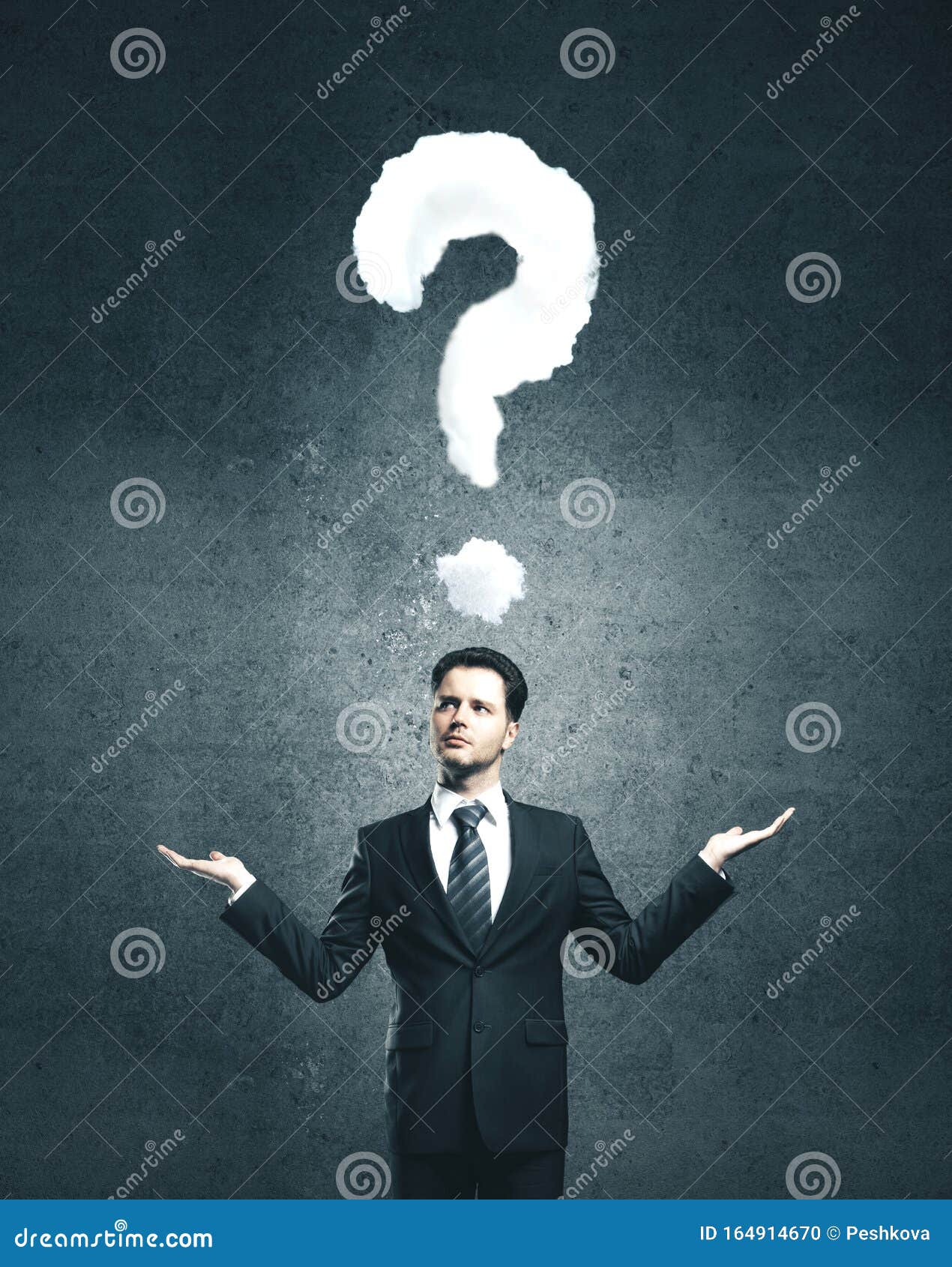 Businessman Thinking with Question Mark Stock Photo - Image of ...
