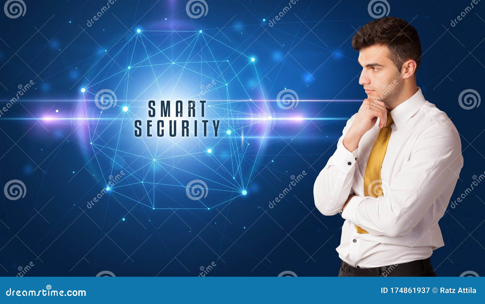 Businessman Thinking about Security Stock Image - Image of interface ...