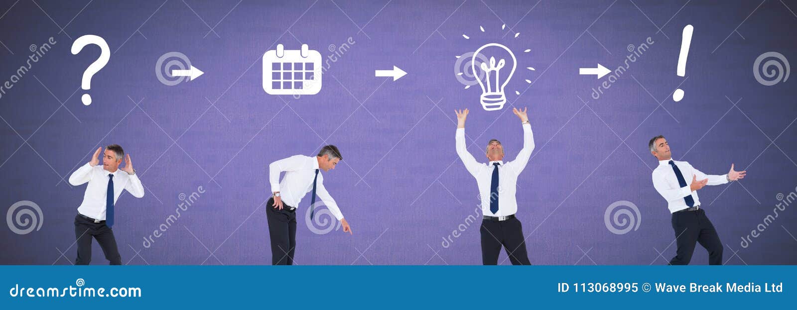 Businessman Thinking in Sequence with Ideas and Brainstorm Process ...