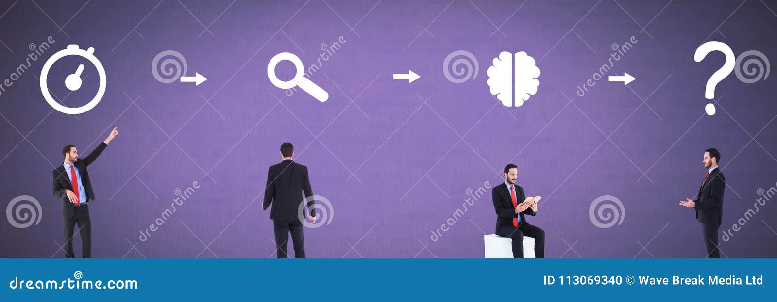 Businessman Thinking in Sequence with Ideas and Brainstorm Process ...