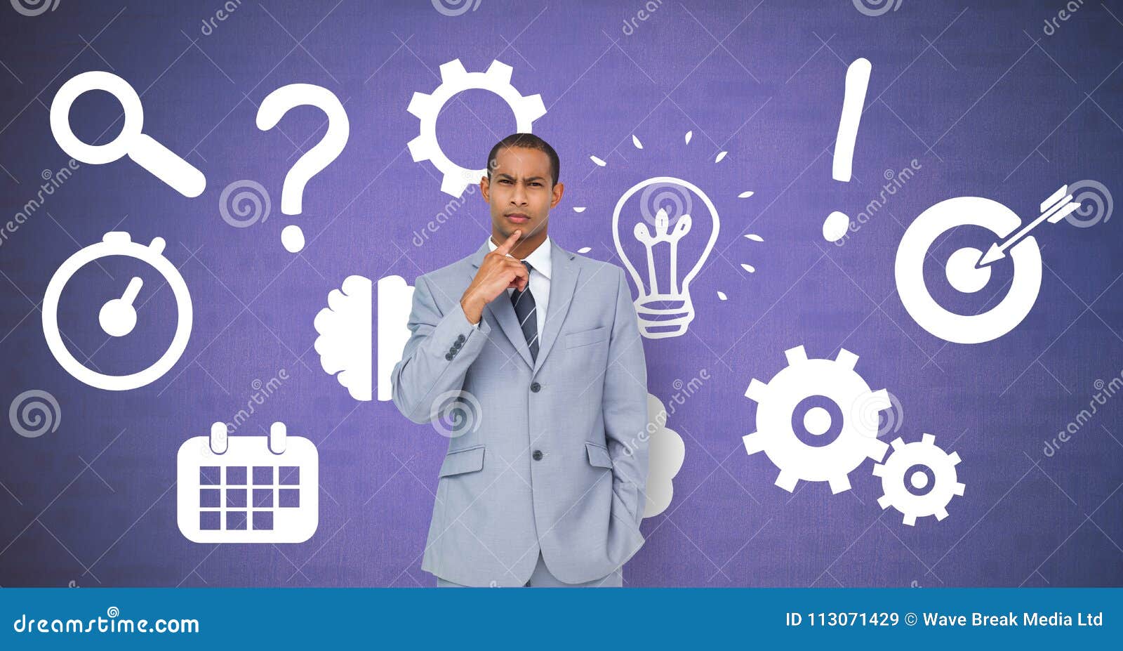 Businessman Thinking in Sequence with Ideas and Brainstorm Process ...