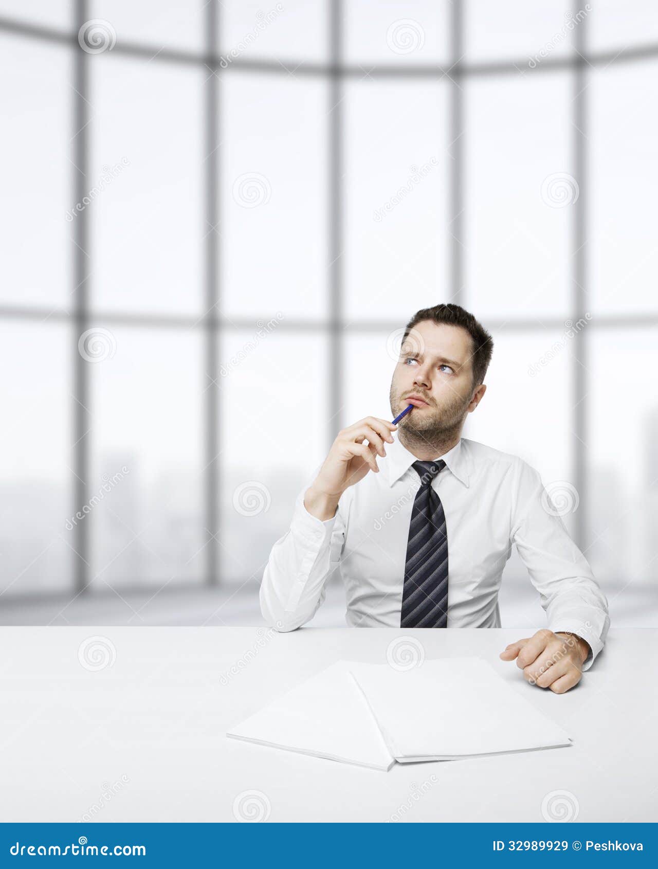 Businessman thinking stock image. Image of business, loft - 32989929