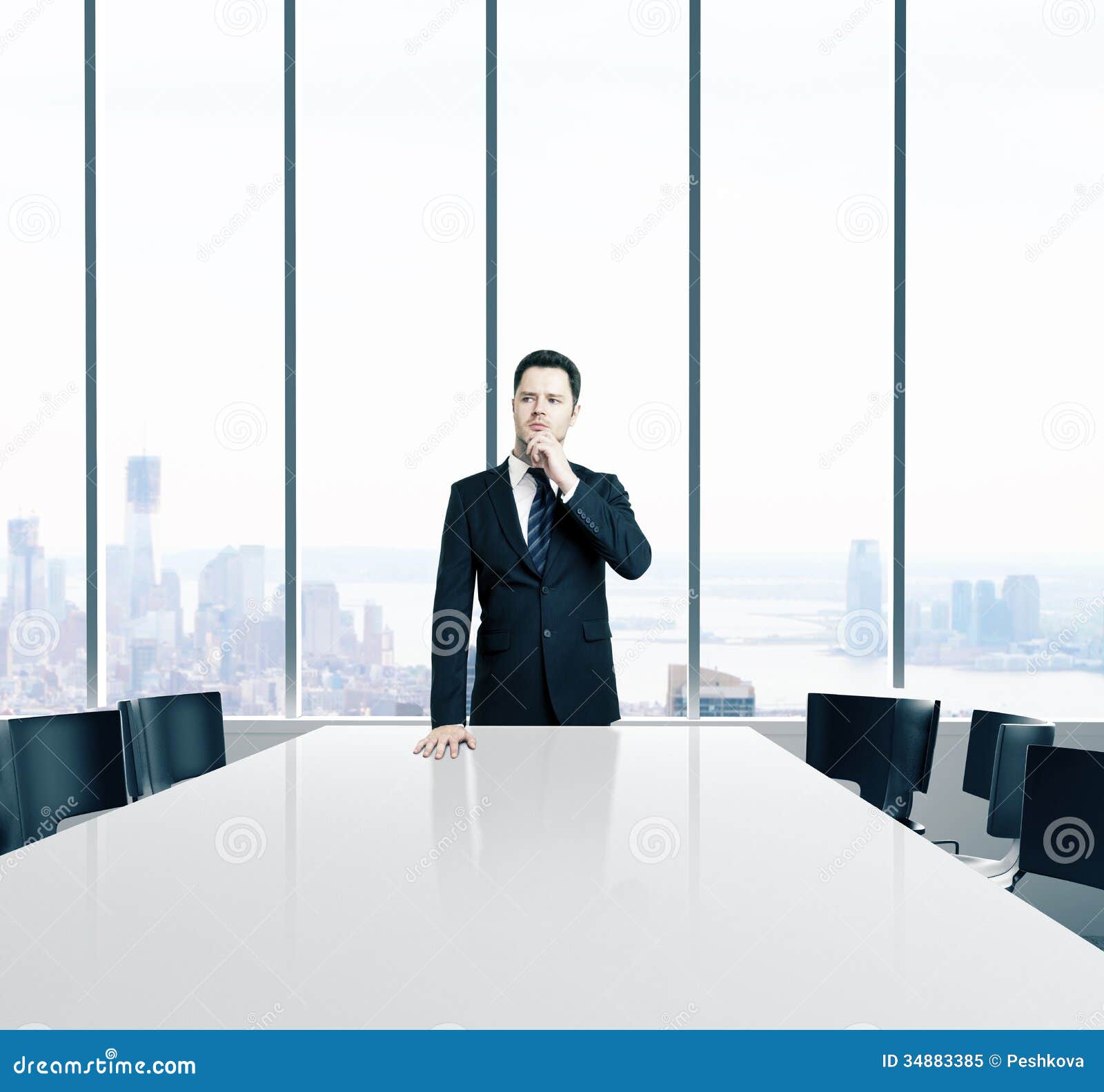 Businessman thinking stock image. Image of business, floor - 34883385
