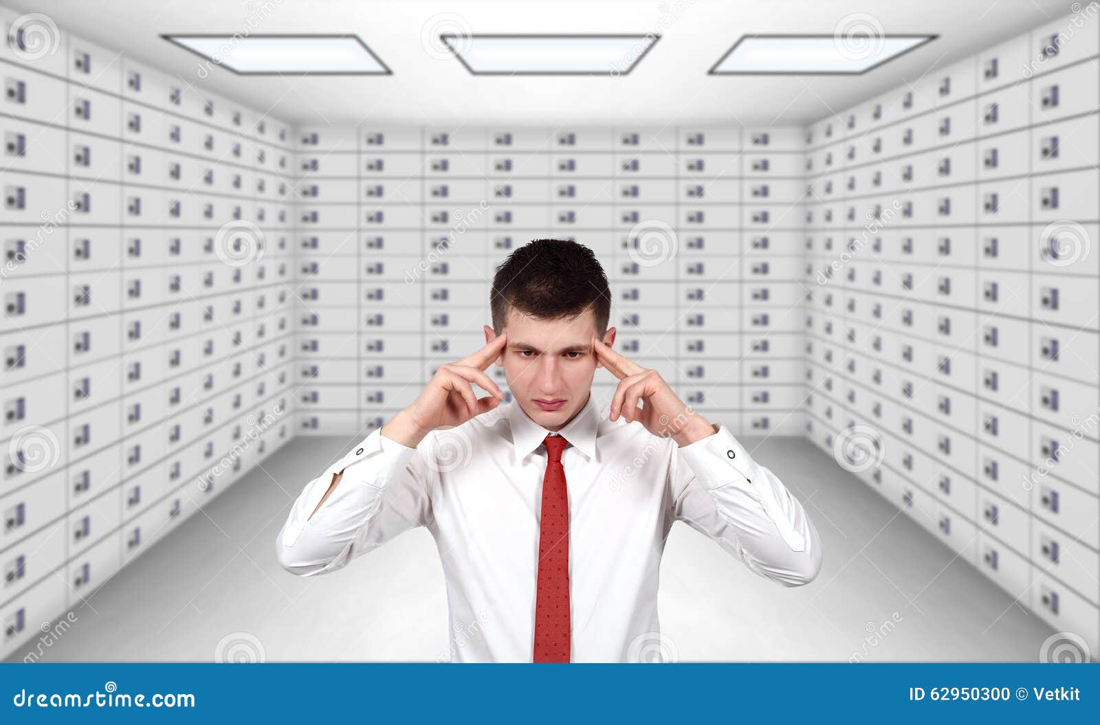 Businessman thinking stock photo. Image of lock, confidential - 62950300