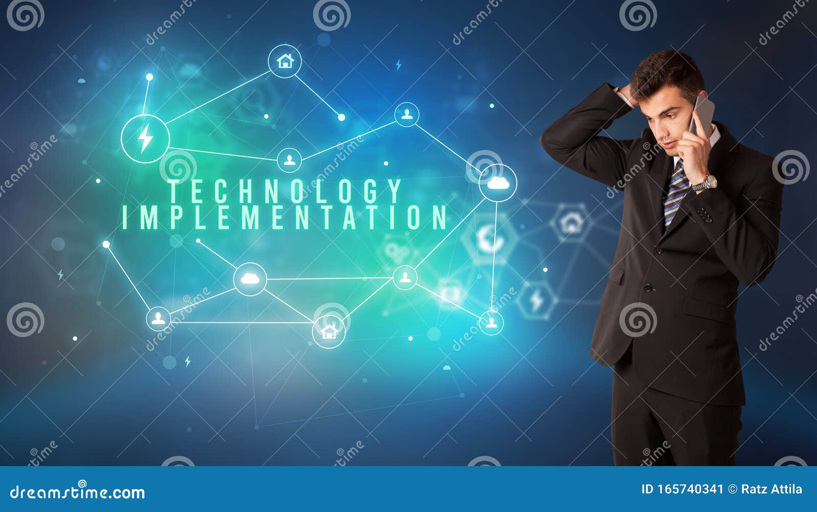 Businessman Thinking about Technology Stock Image - Image of ...