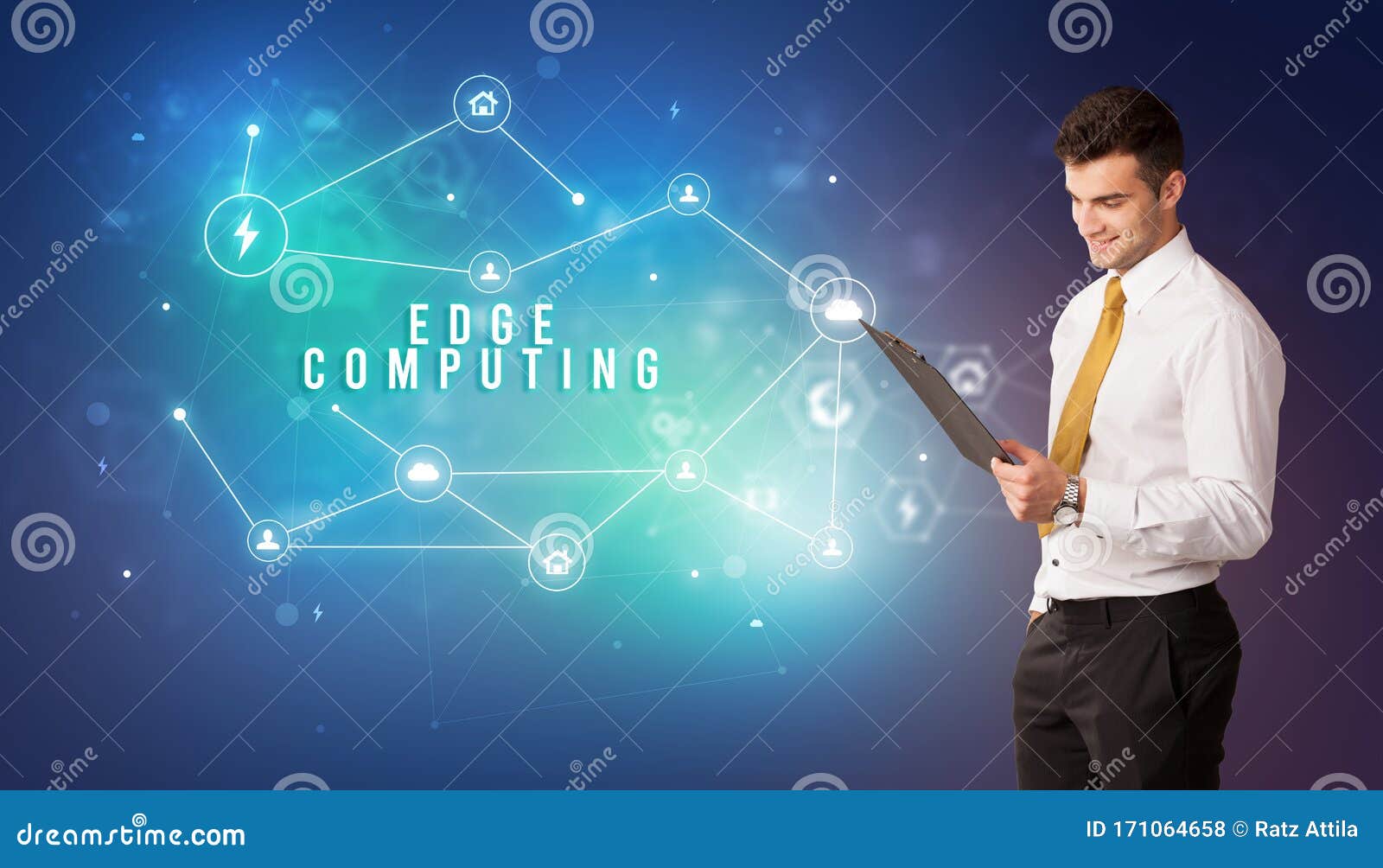 Businessman Thinking about Technology Stock Photo - Image of ...