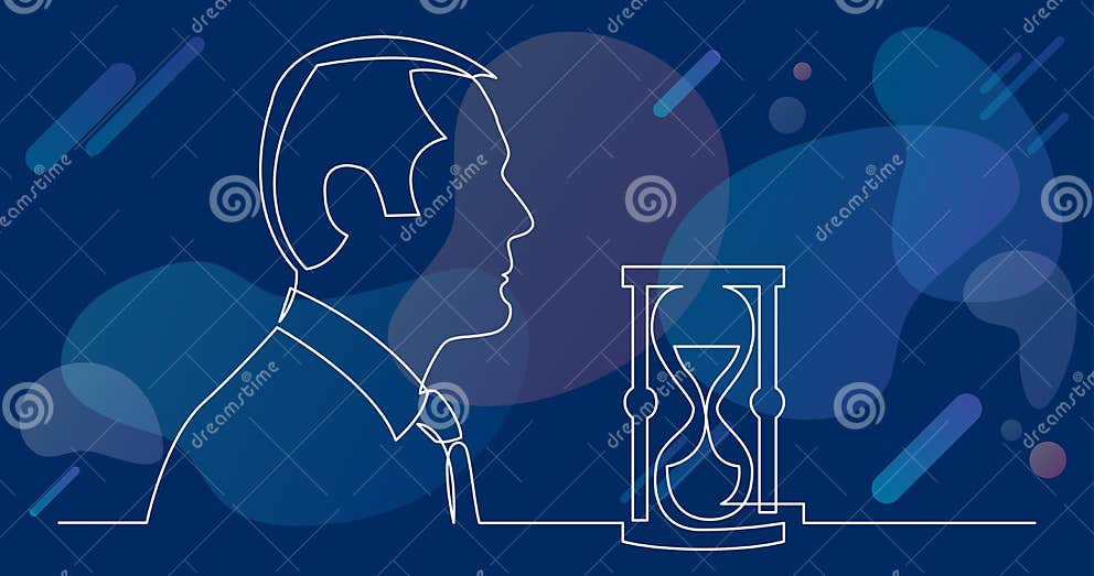 Businessman Thinking about Timing - Continuous Line Drawing Stock ...