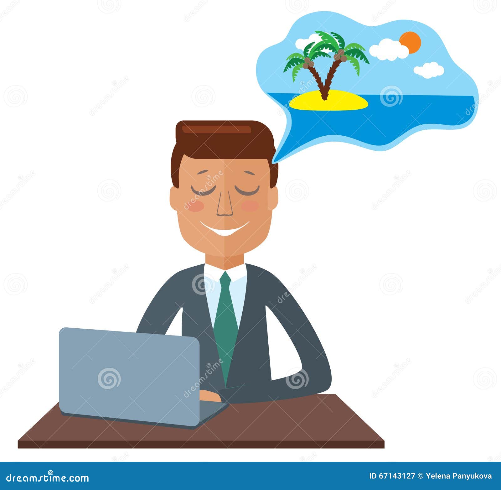 Businessman Thinking about Vacation Stock Vector - Illustration of suit ...