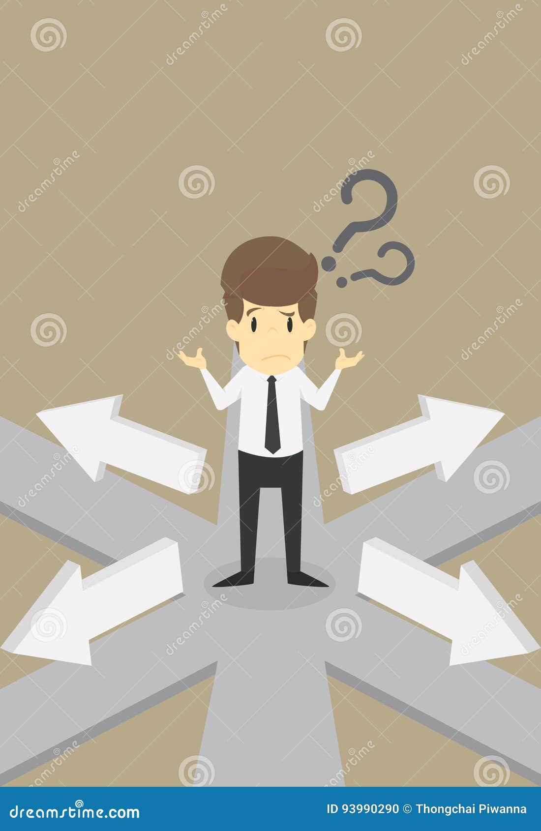 Businessman Thinking Which Direction To Go Stock Vector - Illustration ...