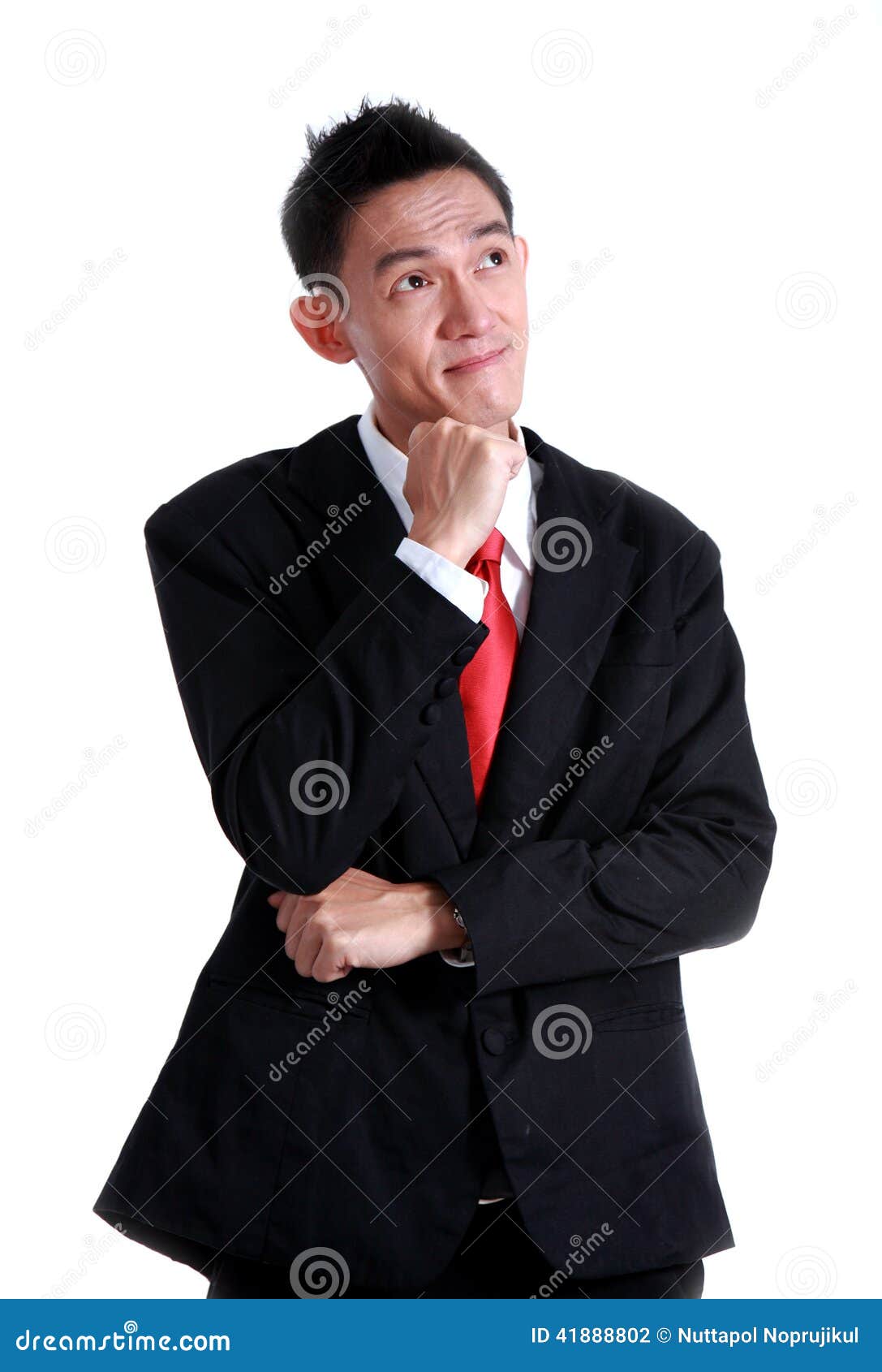 Businessman Thinking on White Background Stock Photo - Image of adult ...