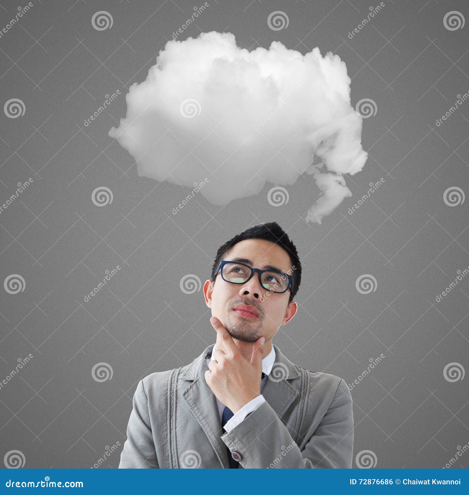 Businessman Thinking about White Cloud Stock Photo - Image of decision ...