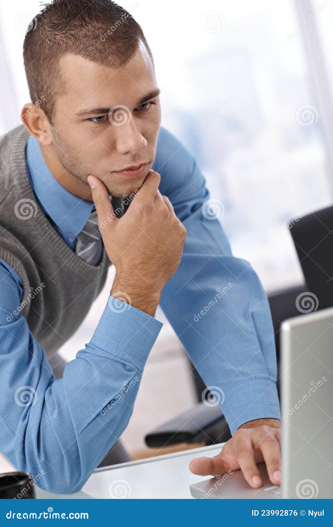 Businessman Thinking at Work Stock Photo - Image of focus, adult: 23992876
