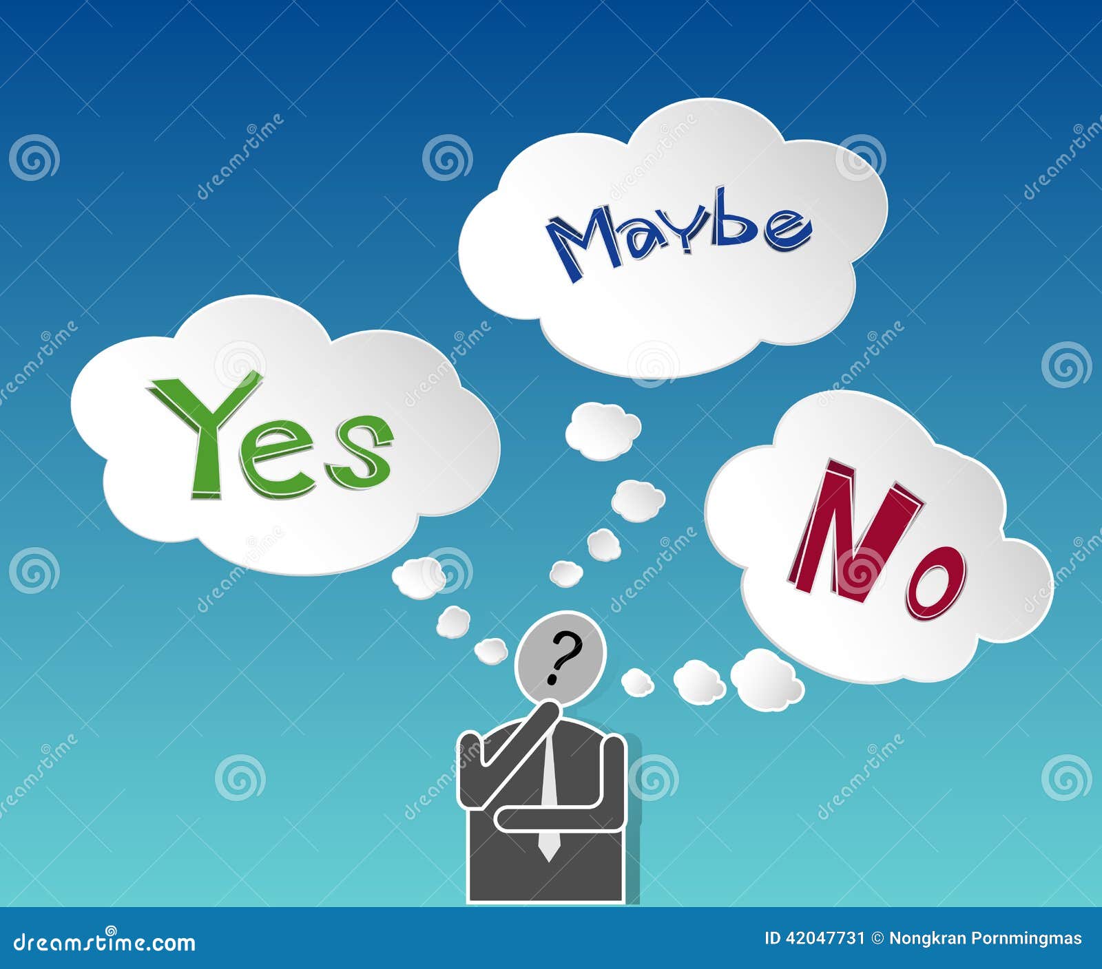 Businessman Thinking About Yes Or No And Maybe Stock Vector - Image ...