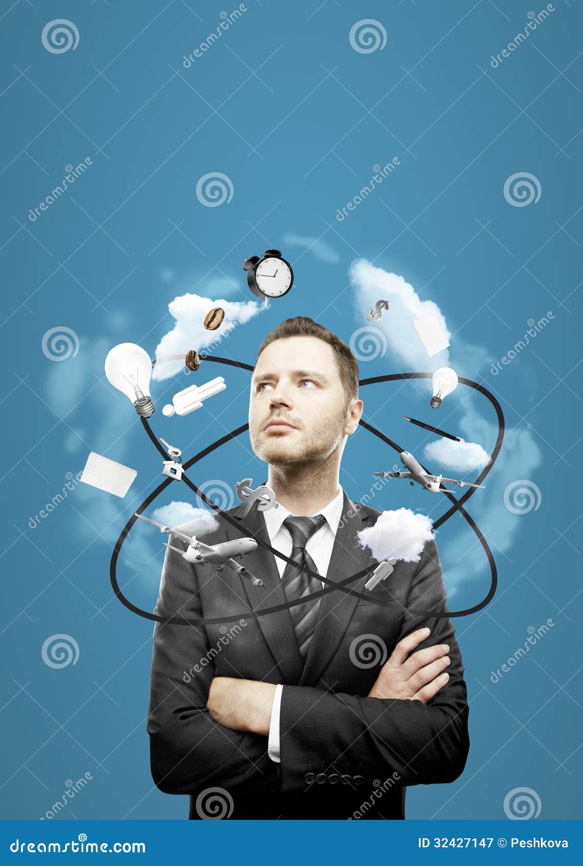 Businessman thinking stock image. Image of keys, male - 32427147