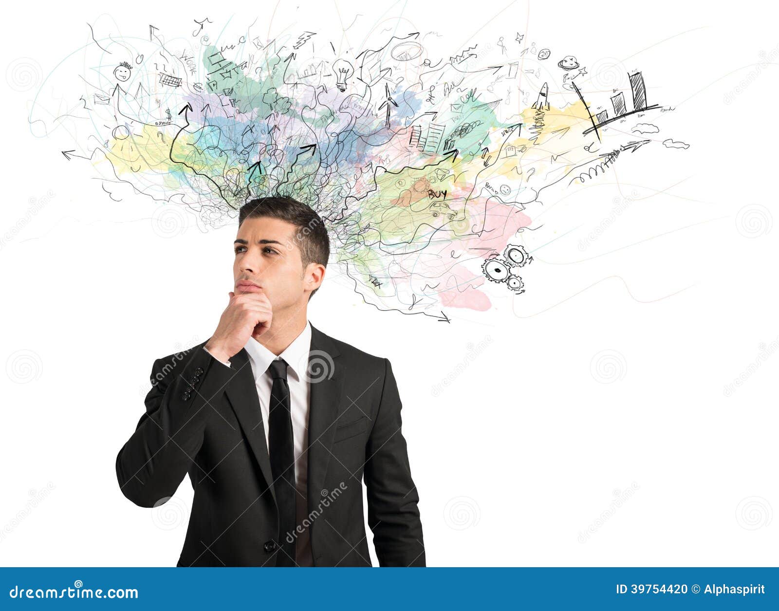 Businessman Thinks for New Ideas Stock Photo - Image of headache, doubt ...