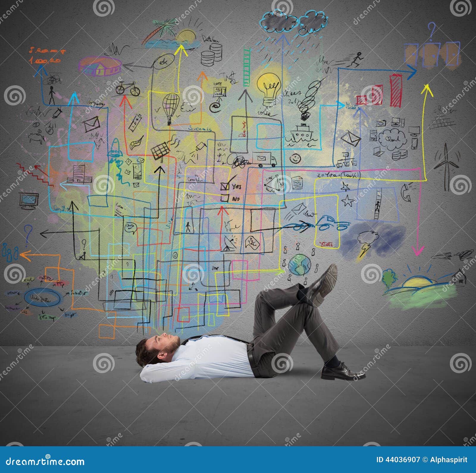 Businessman Thinks about a New Project Stock Image - Image of chart ...