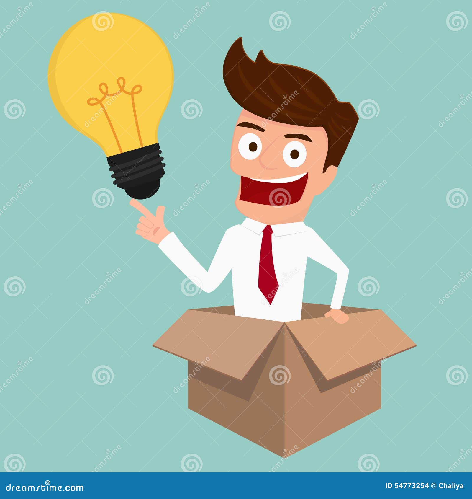 Businessman Thinks Out of the Box and Get Idea Stock Vector ...