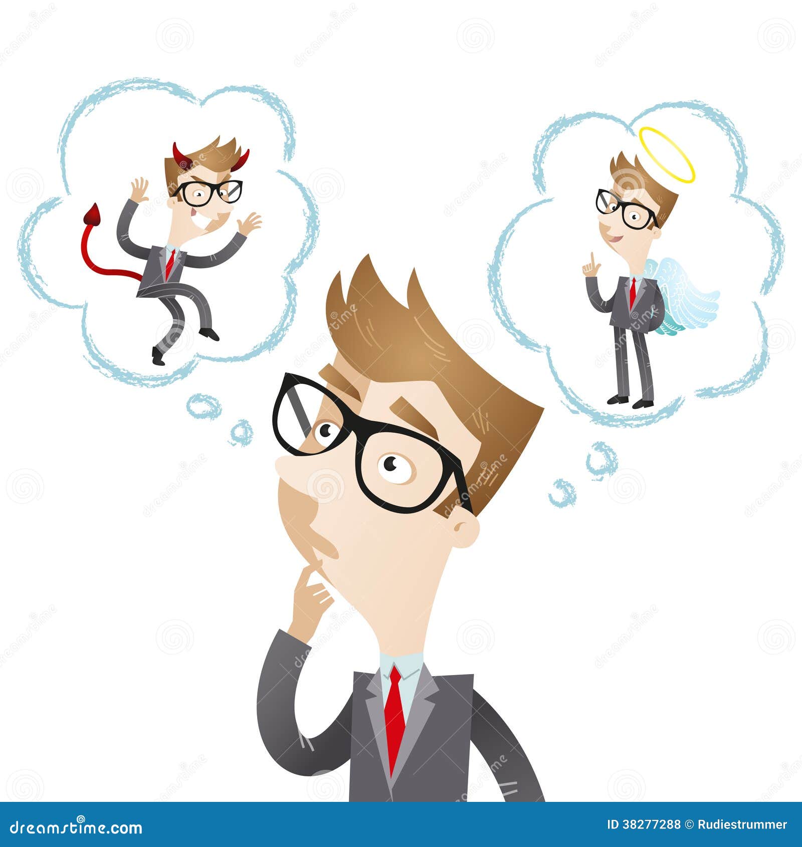 Businessman with Thought Bubbles, Angel, Devil Stock Vector ...
