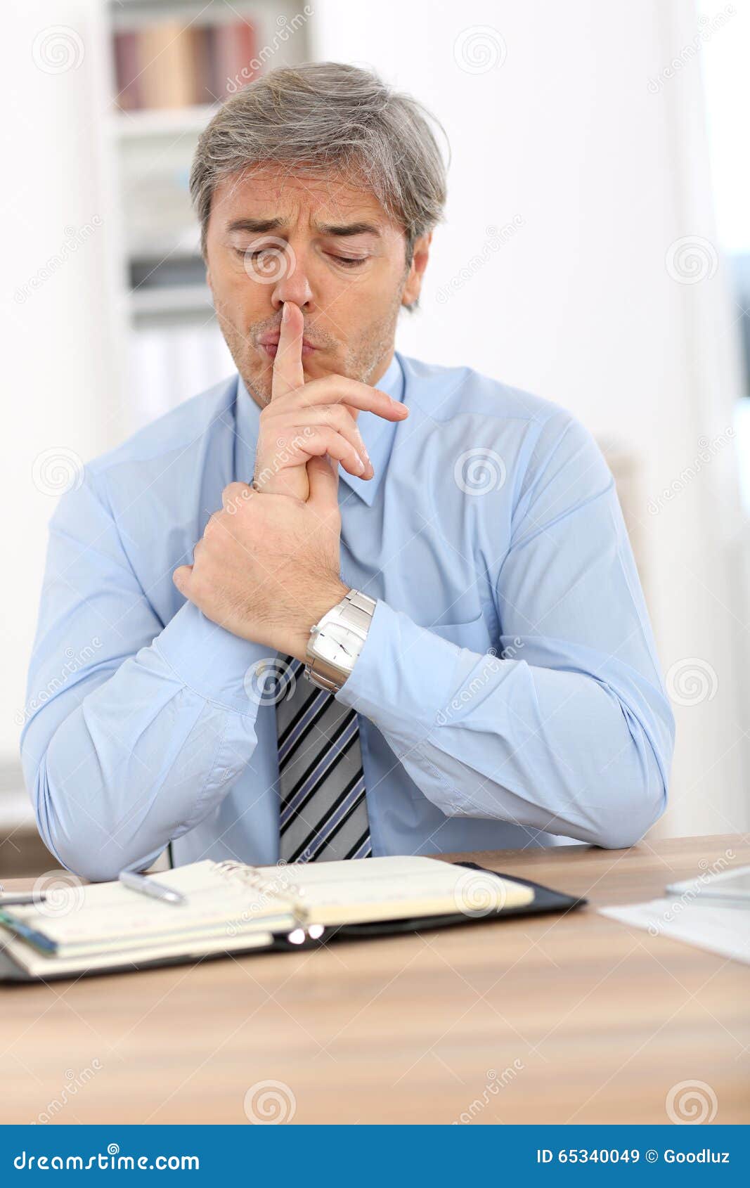 Businessman with Thoughtful Look Stock Image - Image of office, sitting ...