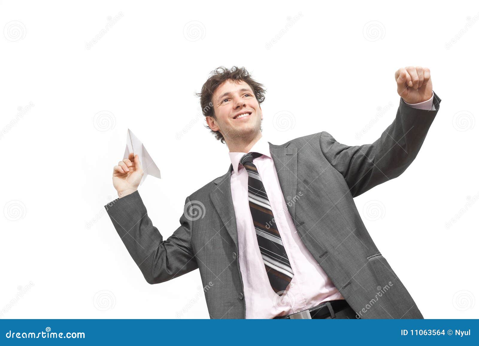 Businessman Throwing Paper Airplane Stock Photo - Image of handsome ...