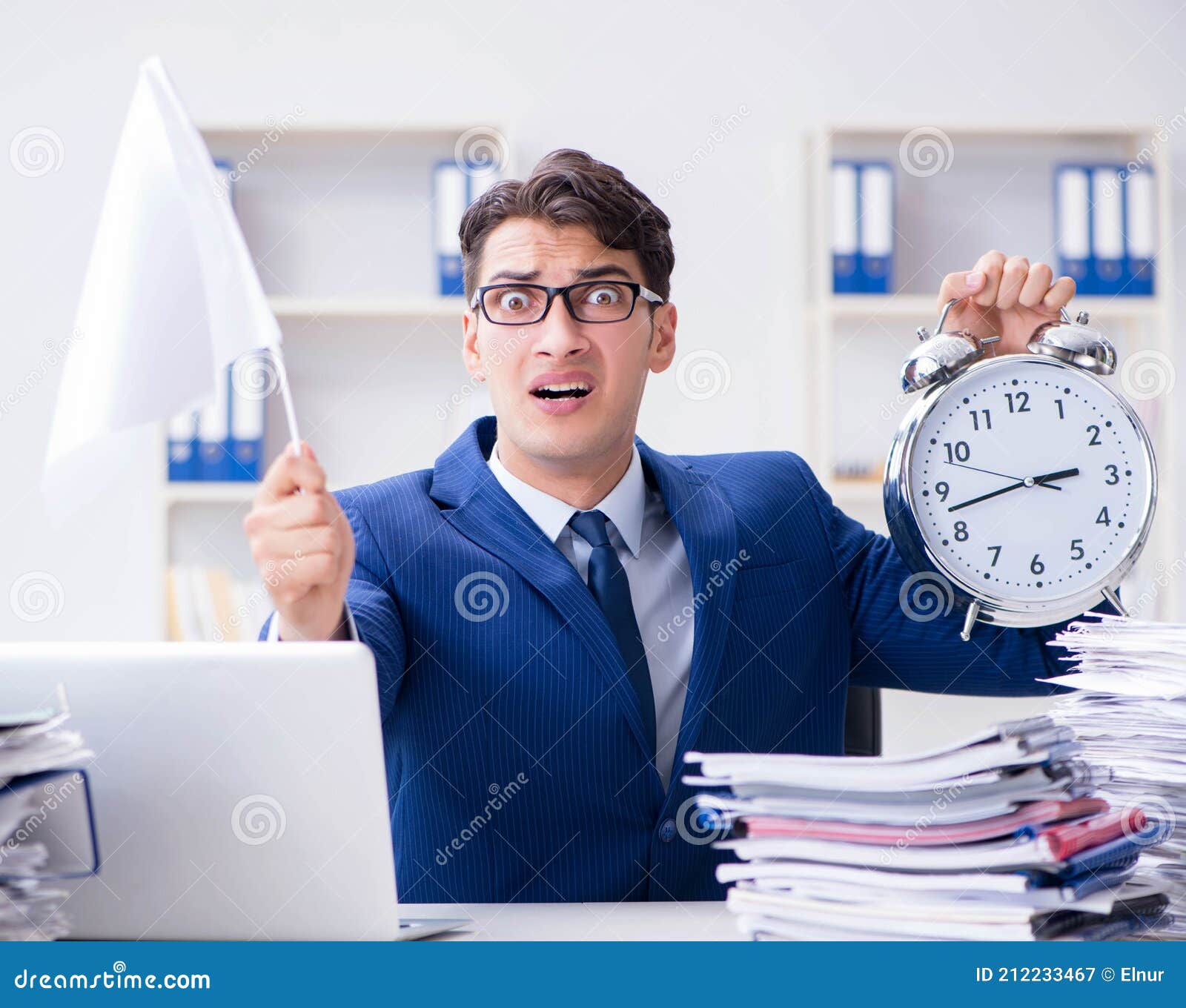 Businessman Throwing White Flag and Giving Up Stock Image - Image of ...