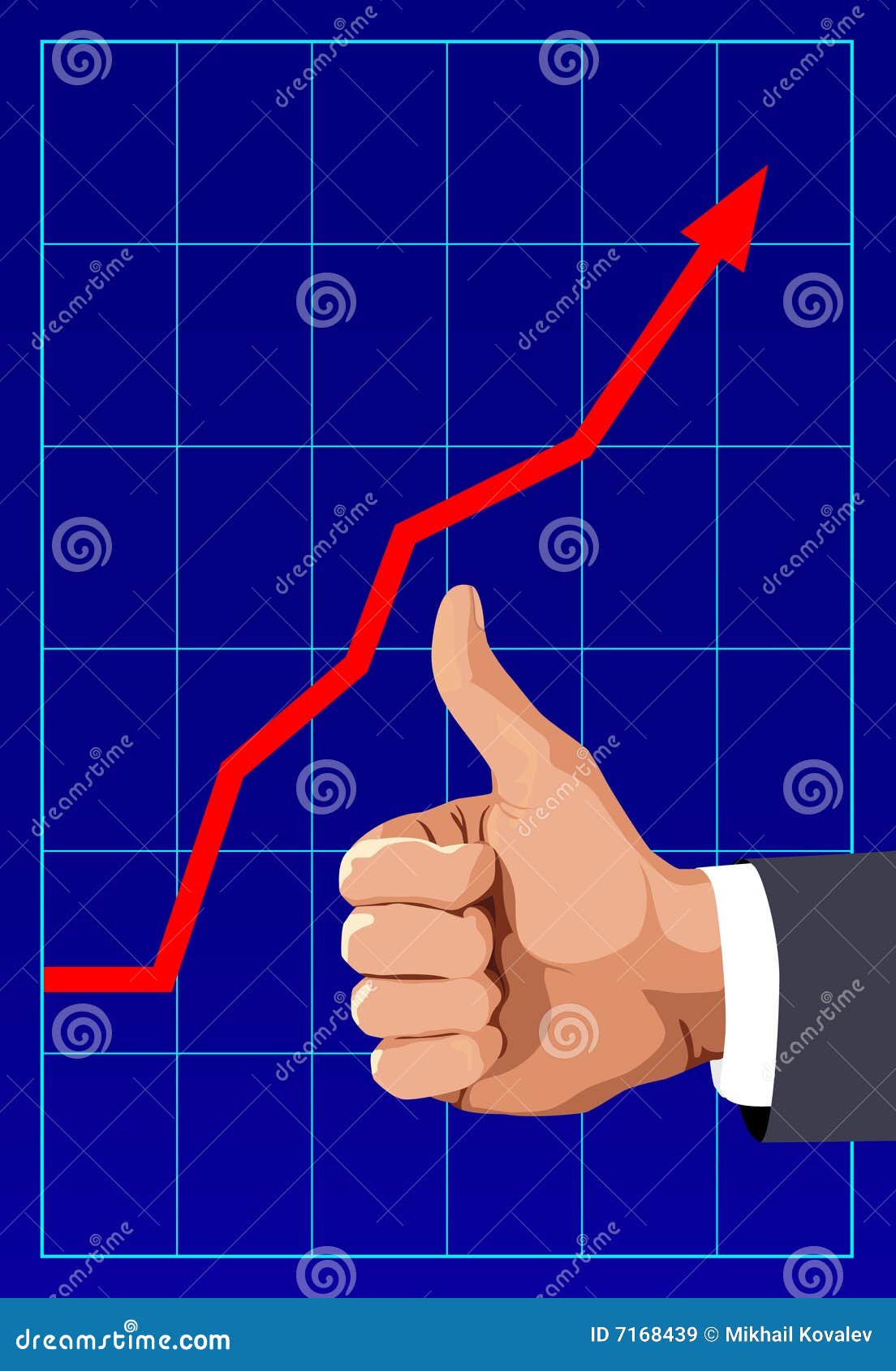 Businessman Thumbs Up With Success Of Growing Chart Vector ...