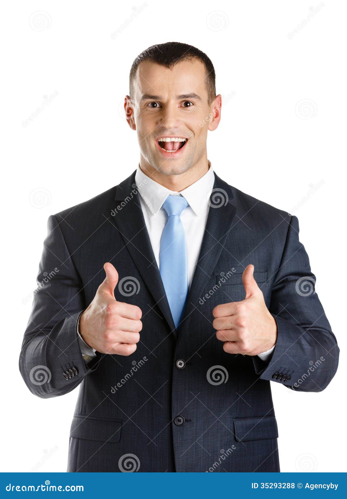 Businessman thumbs up stock photo. Image of blue, hair - 35293288